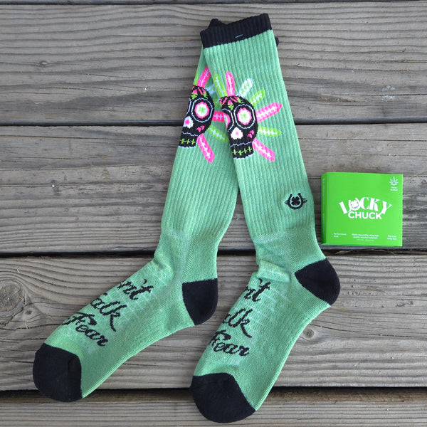 Lucky Chuck Socks - Don't Walk in Fear - Green - Allgood Custom Leather