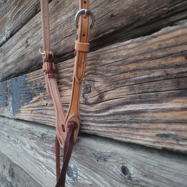 Headstall - 5/8" Harness Leather Single Ear with Cowboy Knots - Allgood ...