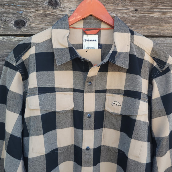 Simms - Gallatin Flannel Long Sleeved Snap Shirt - Tan Buffalo Check ...